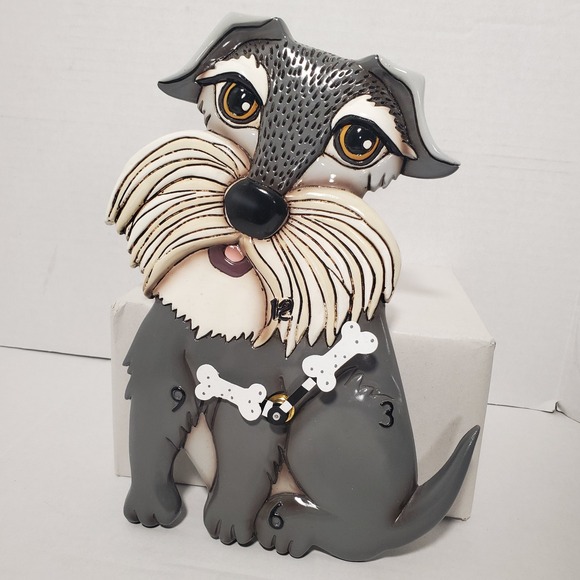 Wall Decor | Allen Designs Schnauzer Dog Wall Clock With Bones ...